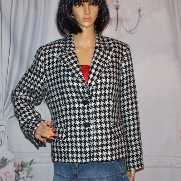 Sag Harbor | Jackets & Coats | Vintage Sag Harbor Blazer Lightweight Jacket Size Houndstooth ...